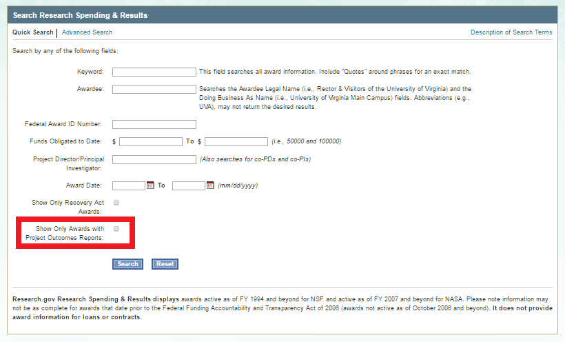 Accessing NSF Outcomes Reports – informalscience.org